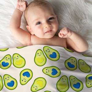 Baby Boy Cute Avocado Print Swaddle Set, Matching Knot Hat, Newborn ...