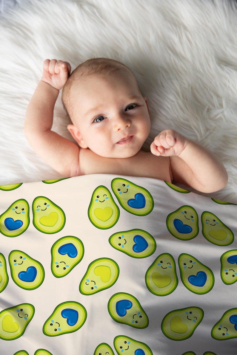 Baby Boy Cute Avocado Print Swaddle Set, Matching Knot Hat, Newborn ...
