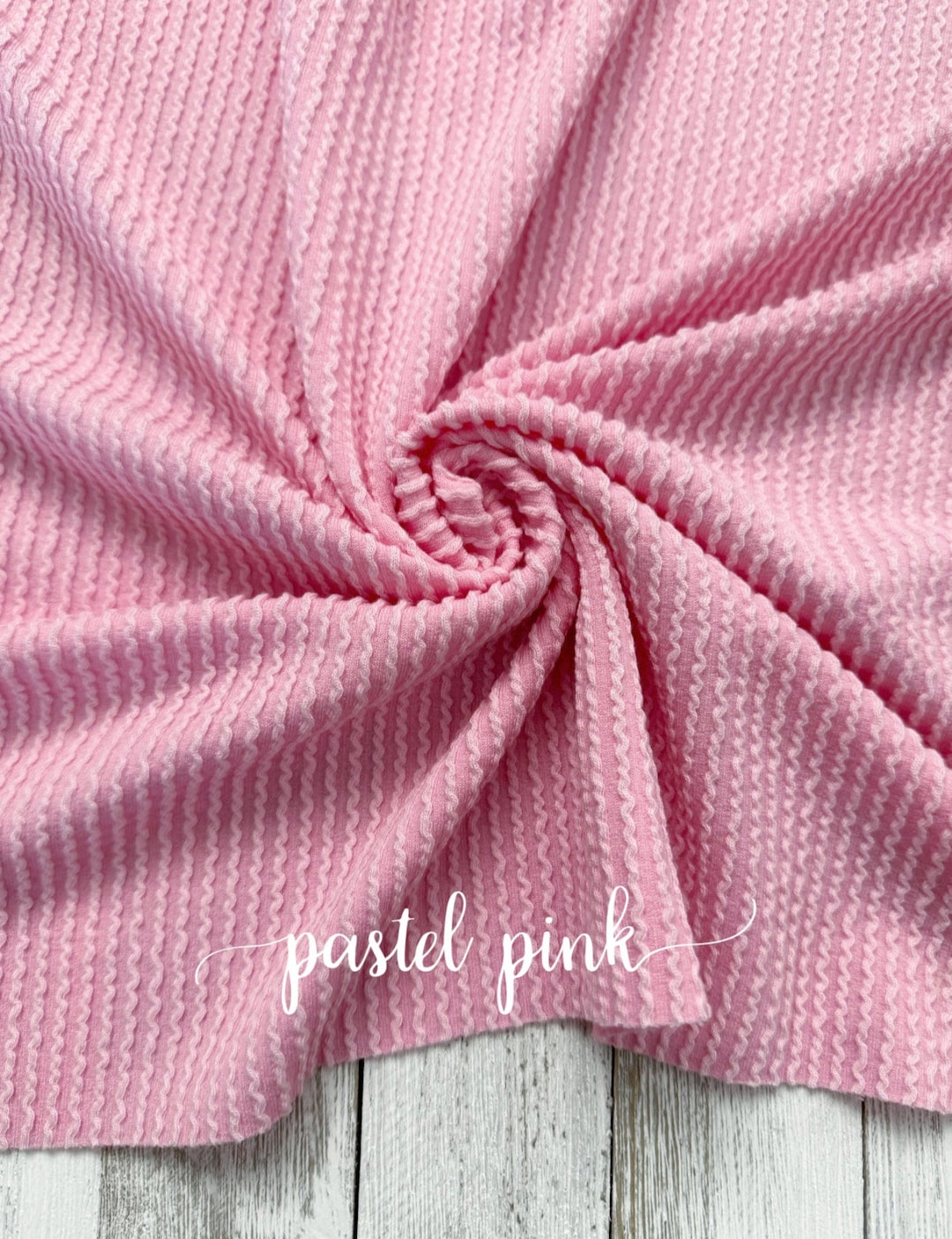 WAVED Pastel Pink RIB KNIT | Rib Knit | Stretchy Fabric | Rib Fabric ...