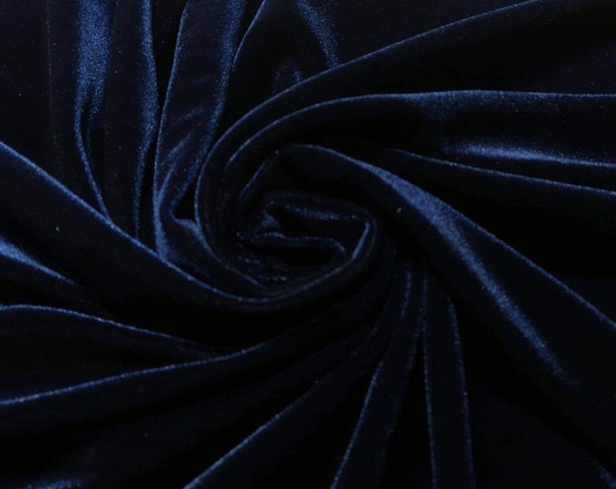 NAVY BLUE VELVET Stretch Velvet Polyester Stretch Velvet - Etsy