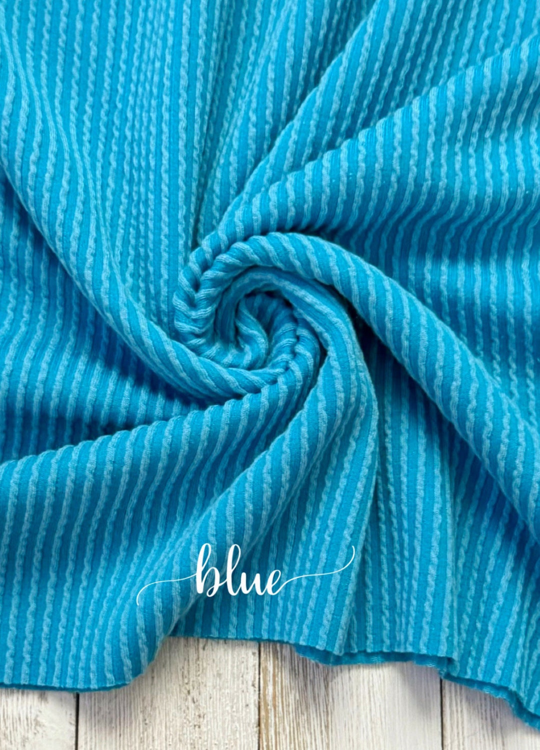 WAVED Blue RIB KNIT | Rib Knit | Stretchy Fabric | Rib Fabric | Fabric ...