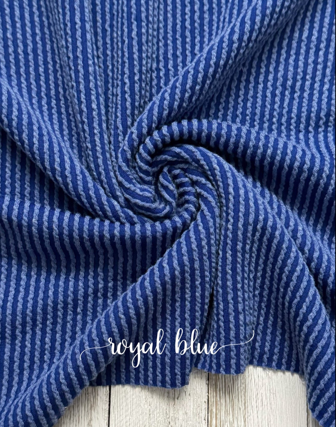 WAVED Royal Blue RIB KNIT | Rib Knit | Stretchy Fabric | Rib Fabric ...