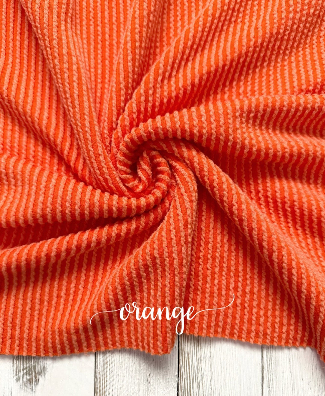 WAVED Orange RIB KNIT | Rib Knit | Stretchy Fabric | Rib Fabric ...