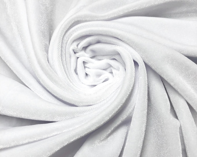Princess WHITE Polyester Spandex Stretch Velvet Fabric by the Yard for ...
