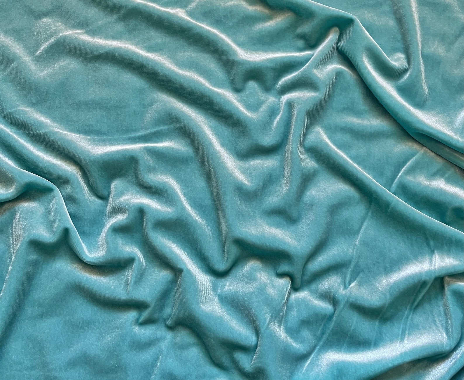 AQUA BLUE VELVET | Stretch Velvet | Polyester Stretch Velvet | Fabric ...