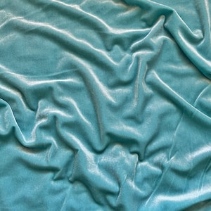 AQUA BLUE VELVET | Stretch Velvet | Polyester Stretch Velvet | Fabric ...