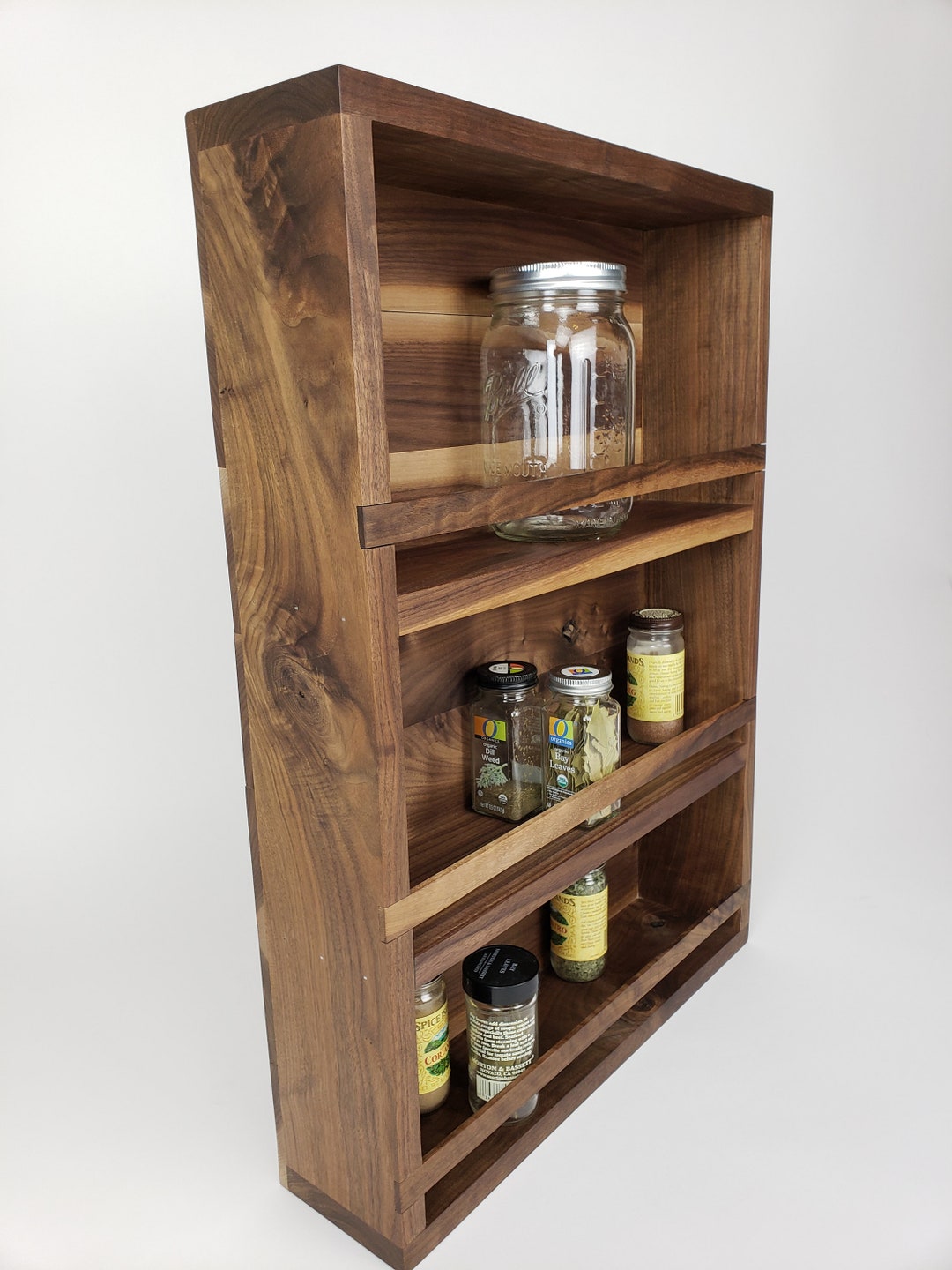 Walnut Spice Rack / Kitchen Bathroom Organizer - Etsy
