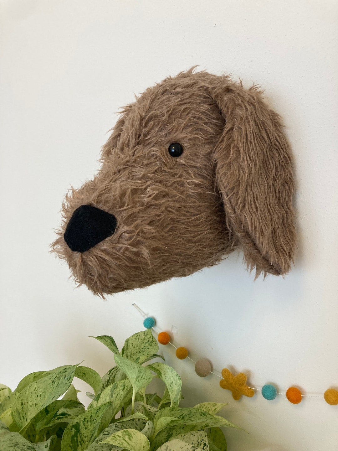 Large Faux Taxidermy Light Brown Doodle Dog Head/ Wall Mounted Animal ...