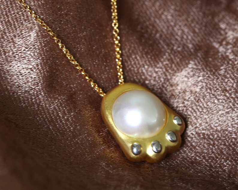 Two Tone Plating Exquisite Little Paw Pendant in Silver With - Etsy