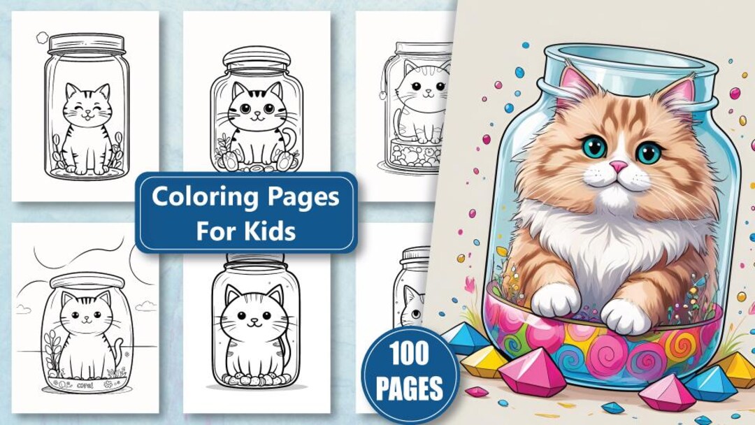 100 Cute Cat Coloring Pages, Kid's Cat Coloring Sheets, Printable ...