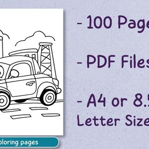 Vehicle Coloring Book Pages for Boys - Cute Cars, Trucks, Planes - Easy ...