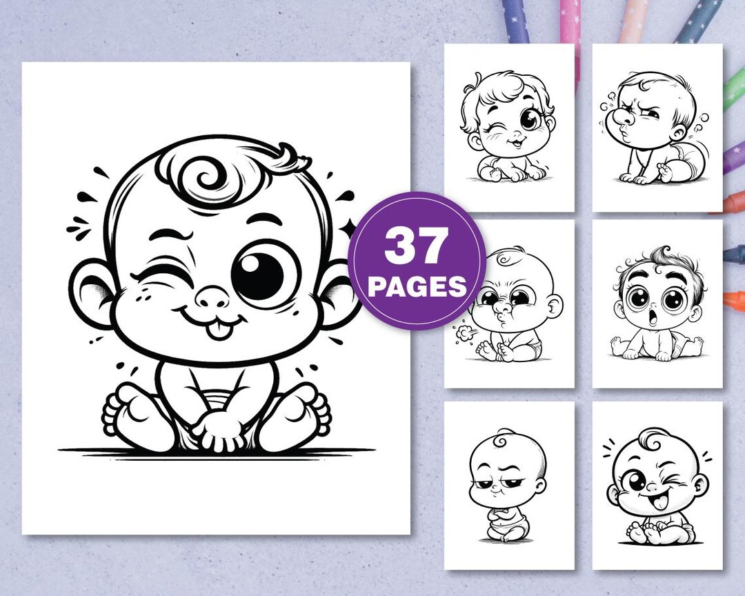 Cute Baby Coloring Pages Digital Download | 37 Adorable and Sweet ...