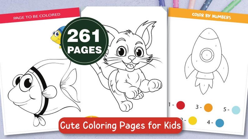 261 Coloring Pages for Kids, Color by Number, Coloring Book Coloring ...