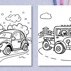 Vehicle Coloring Book Pages for Boys - Cute Cars, Trucks, Planes - Easy ...