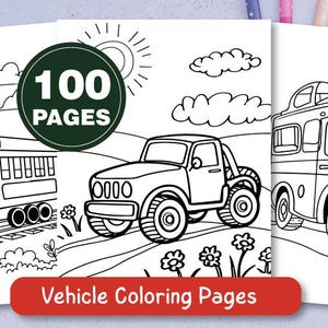 Vehicle Coloring Book Pages for Boys - Cute Cars, Trucks, Planes - Easy ...