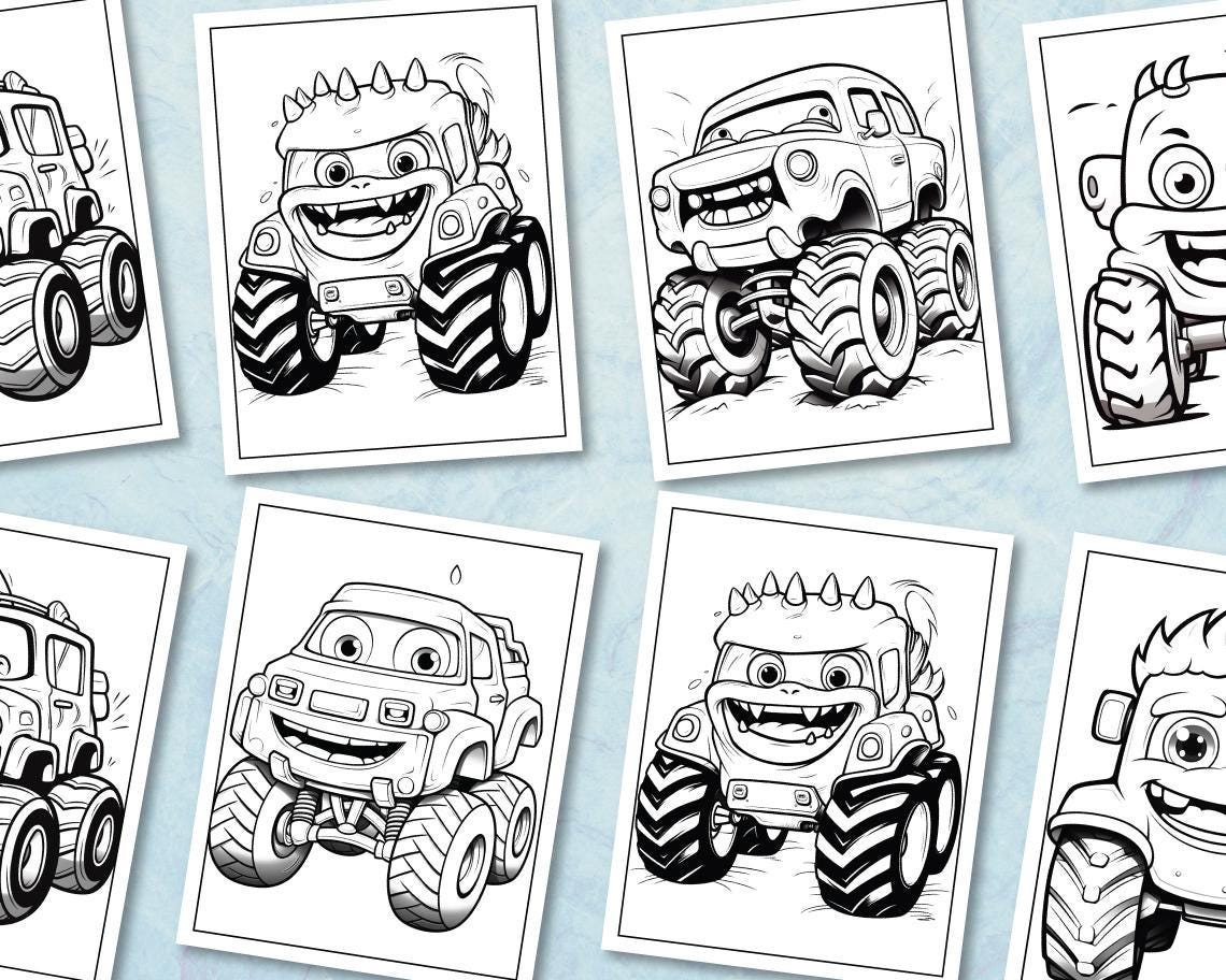 Monster Truck Coloring Pages Digital Download | 28 Action-packed ...