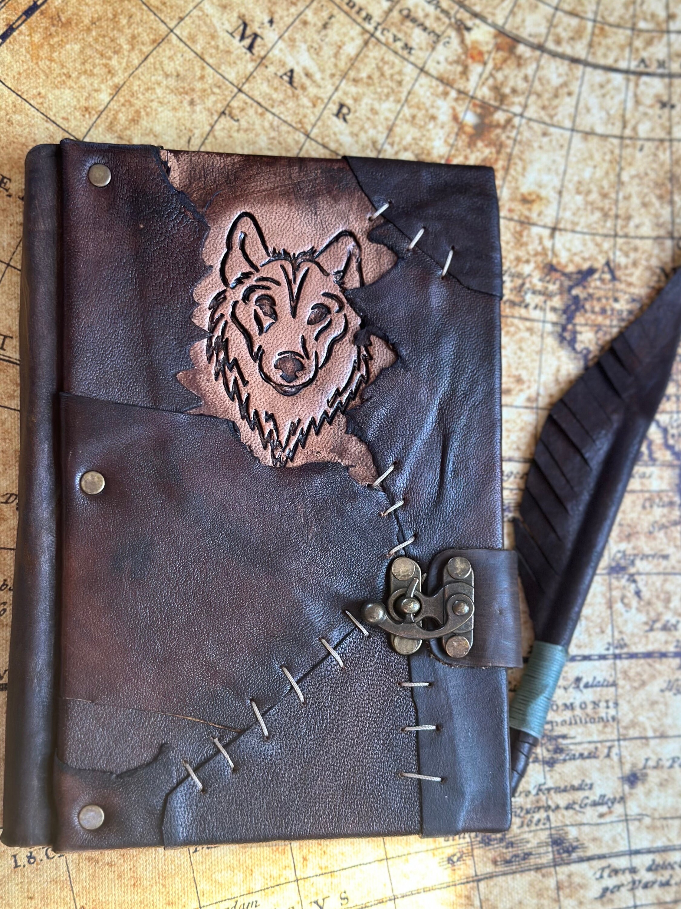 Handcrafted Wolf Notebook, Leather Journal - Etsy