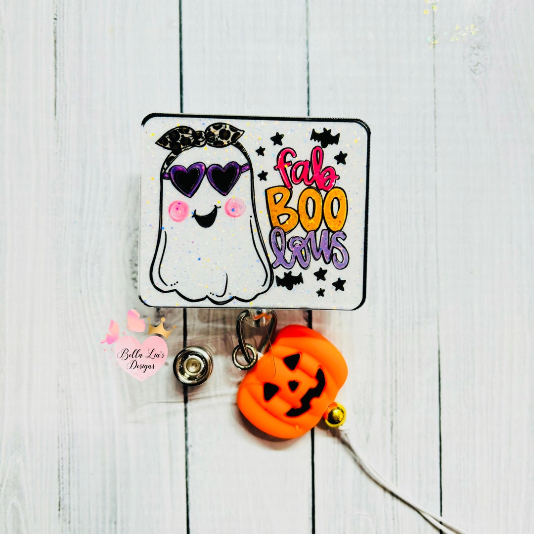Ghost Badge Reel, Horror Badge Holder, Pink Halloween ID Holder, Horror ...