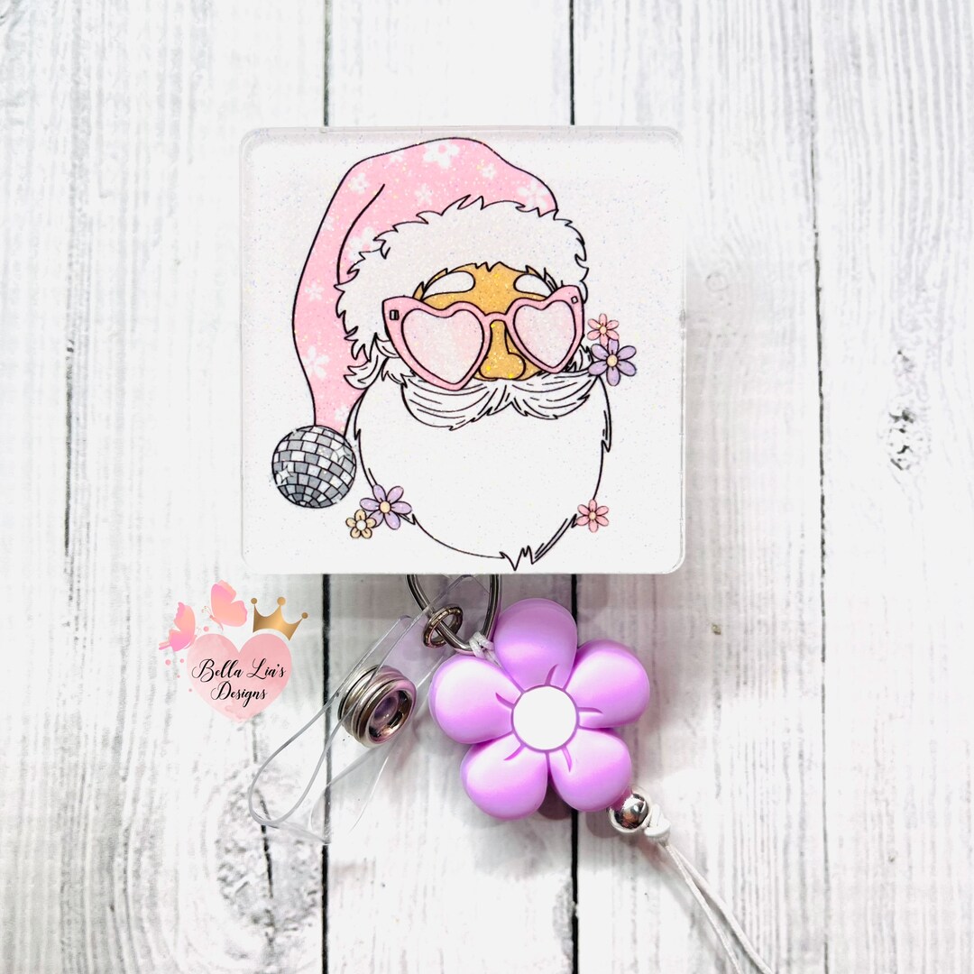 Santa Badge Holder, Retro Christmas ID Holder, Retractable ID Clip ...