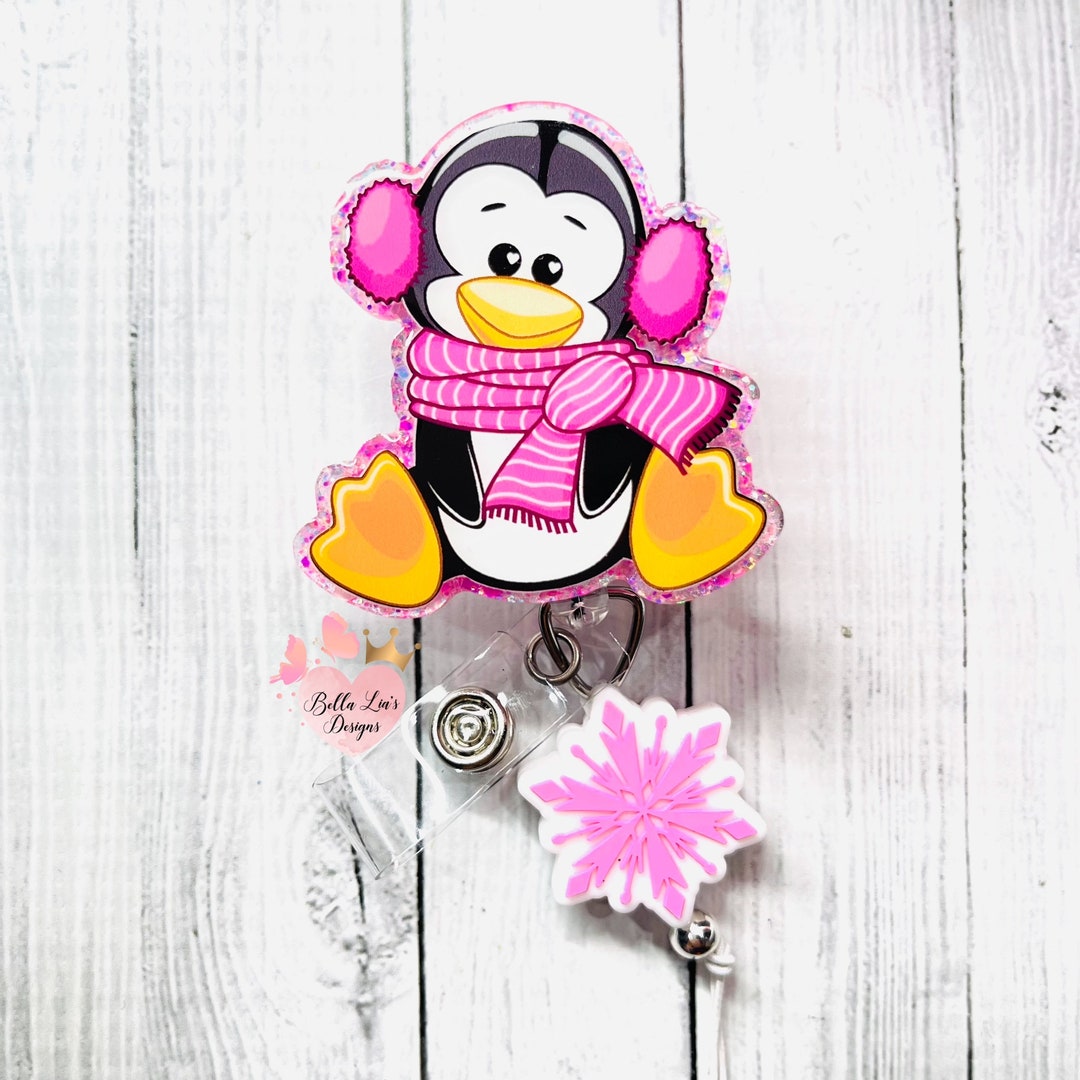 Penguin Badge Holder, Holly Christmas ID Holder, Retractable ID Clip ...