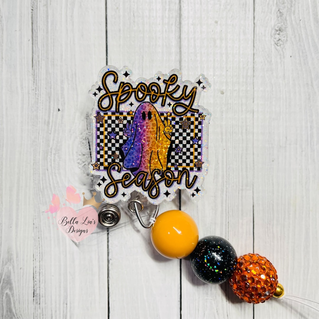 Halloween Badge Reel, Cute Spooky Badge Holder, Leopard Badge Reel ...
