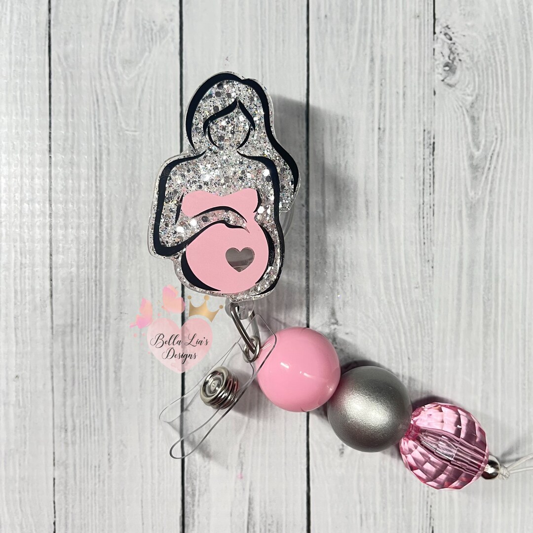 Pregnant Mama Badge Reel, Labor & Delivery Badge Holder, Retractable ...