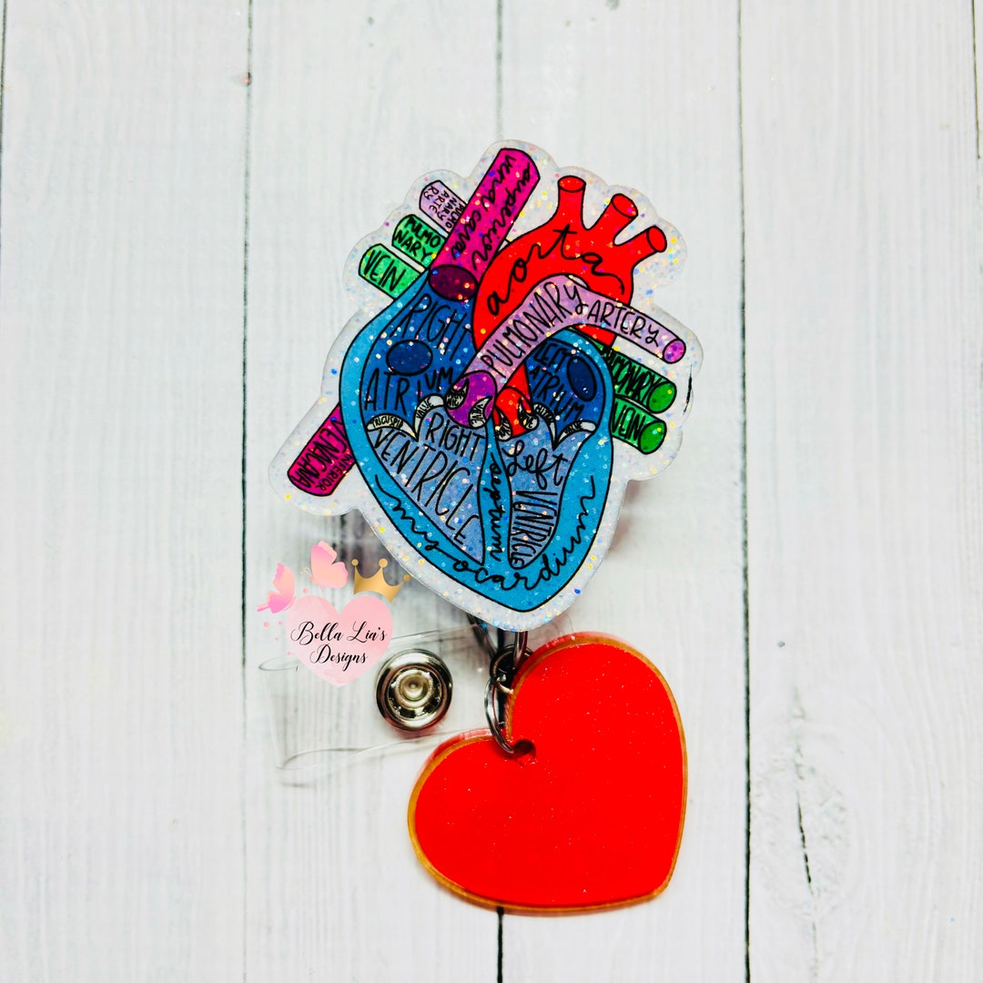 Anatomical Heart Badge Reel, Heart, Cardiac Badge Reel, Cardio Nurse ...