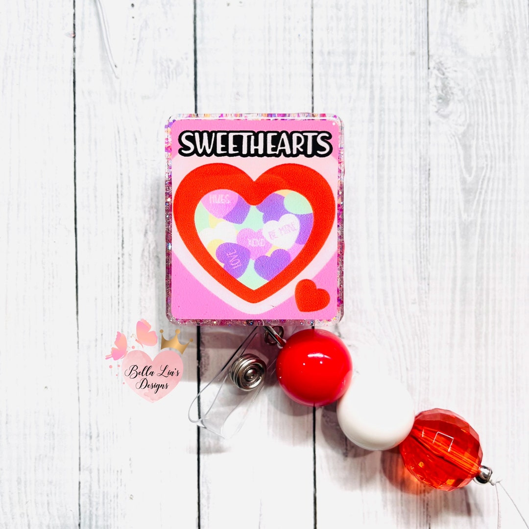 Valentine's Day Badge Reel, Sweetheart Retractable Badge Holder, Candy ...