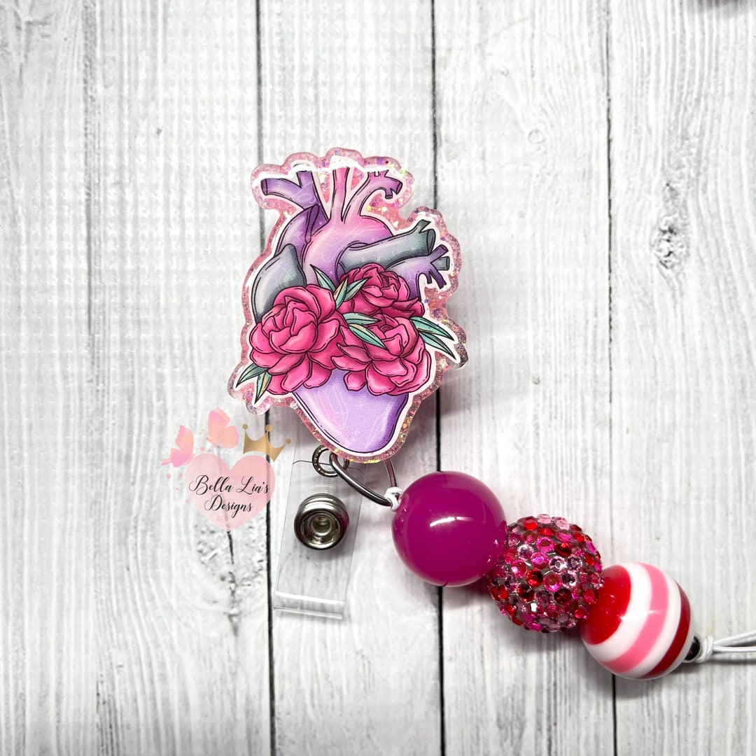 Valetine Day Badge Reel, Heart Retractable Badge, Cardiac Nurse ...