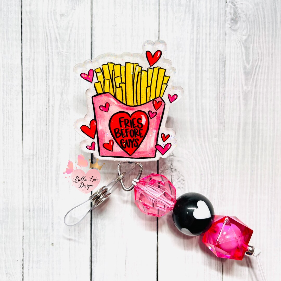 Happy Valentine Badge Reel, Fries Before Guys, Retractable Badge Holder ...