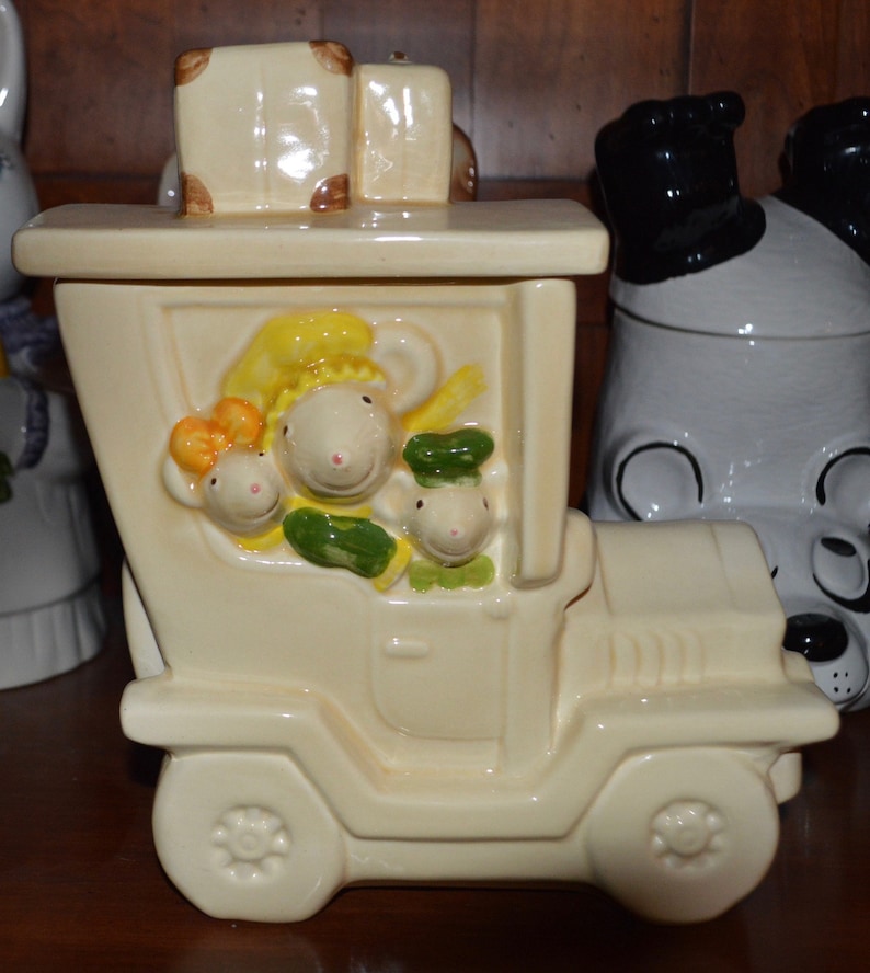 Vintage Cookie Jar, Whimsical Cookie Jar, Truck With Mouse Family on ...