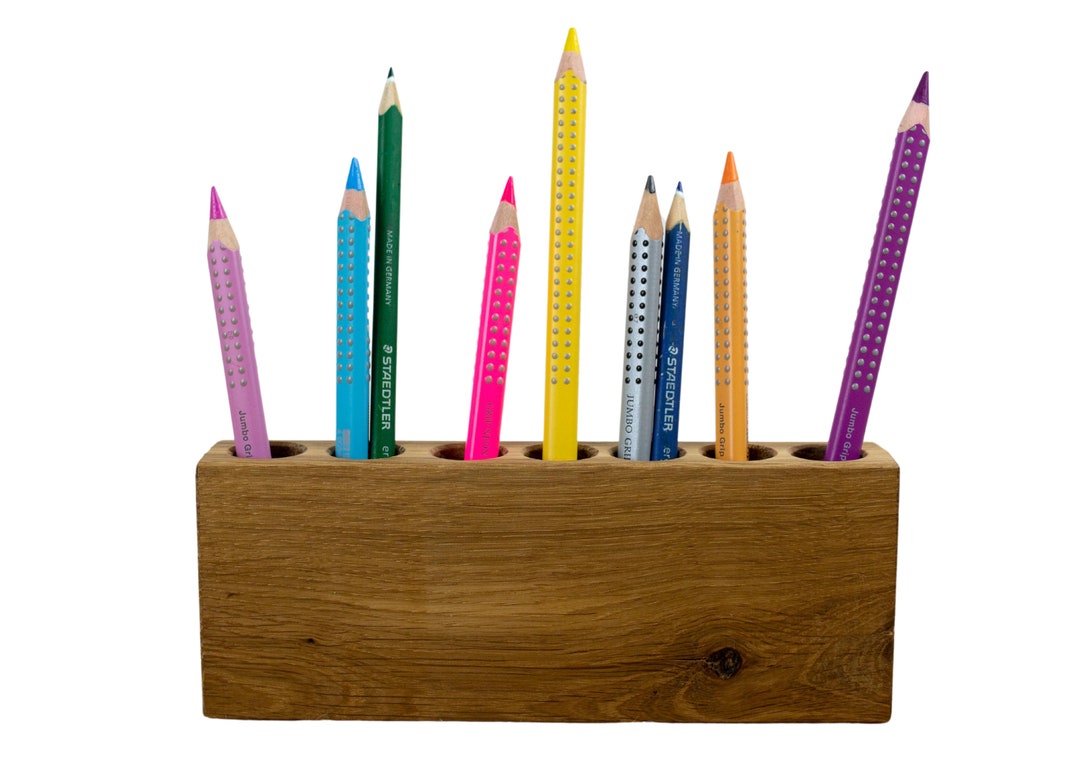 Stiftehalter aus Holz Eiche Massivholz, schlicht, Stiftebox aus Holz ...