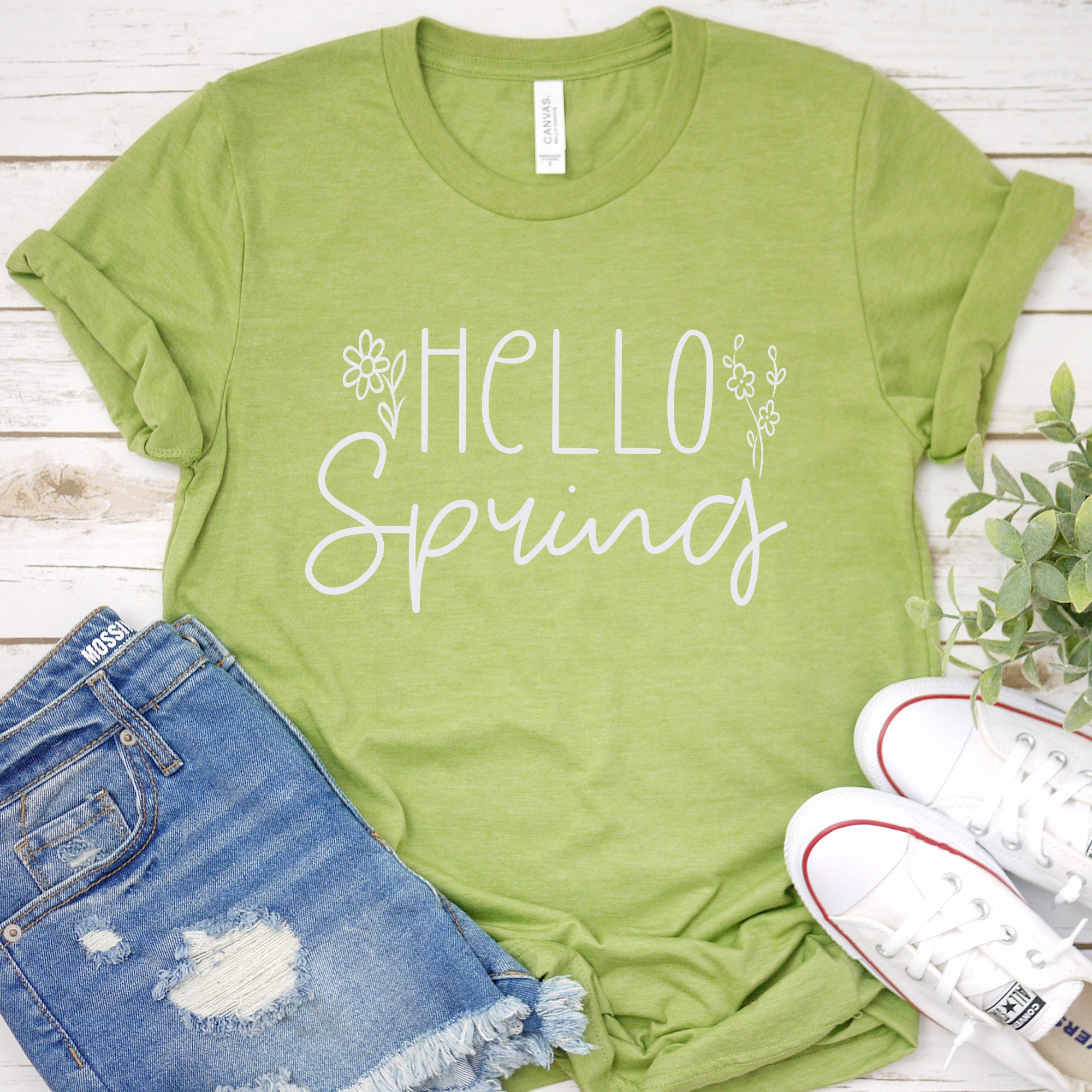 Hello Spring Svg Wildflowers Shirt Svg Files Spring Shirt | Etsy