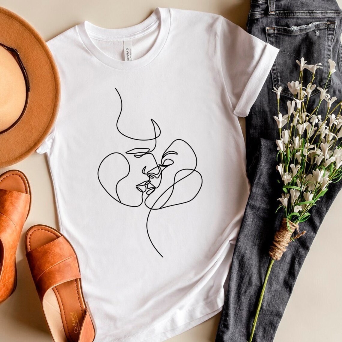 Couple Kissing Line Art SVG: Romantic Minimalist Design (digital ...