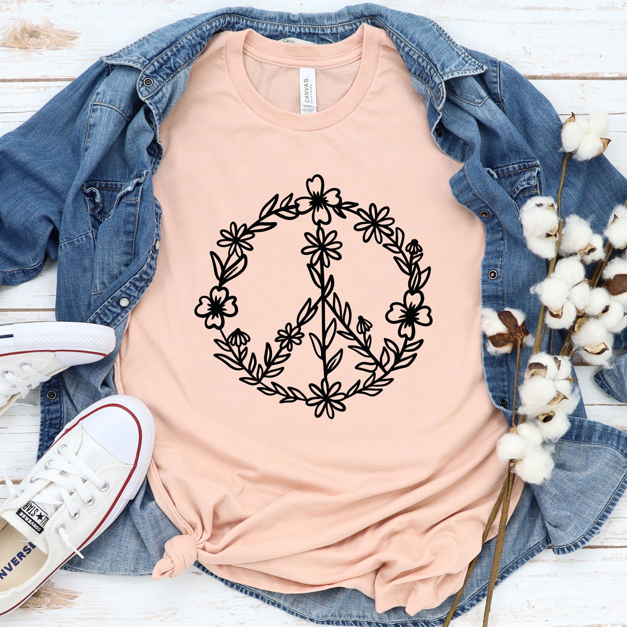 Floral Peace Sign Svg Peace Svg File Wildflower Svg Design - Etsy
