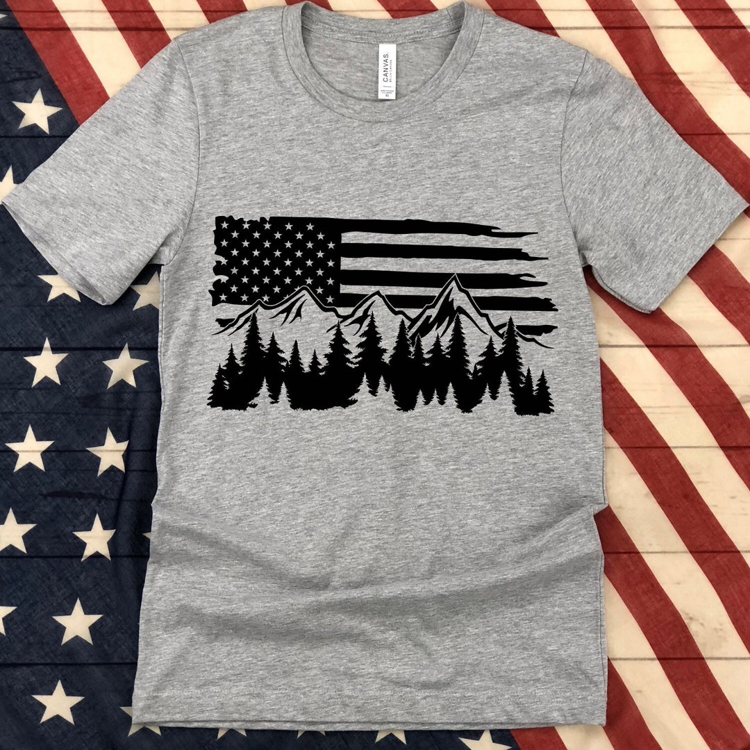 Distressed American Flag SVG: Mountains & Pine Trees (digital Files) - Etsy