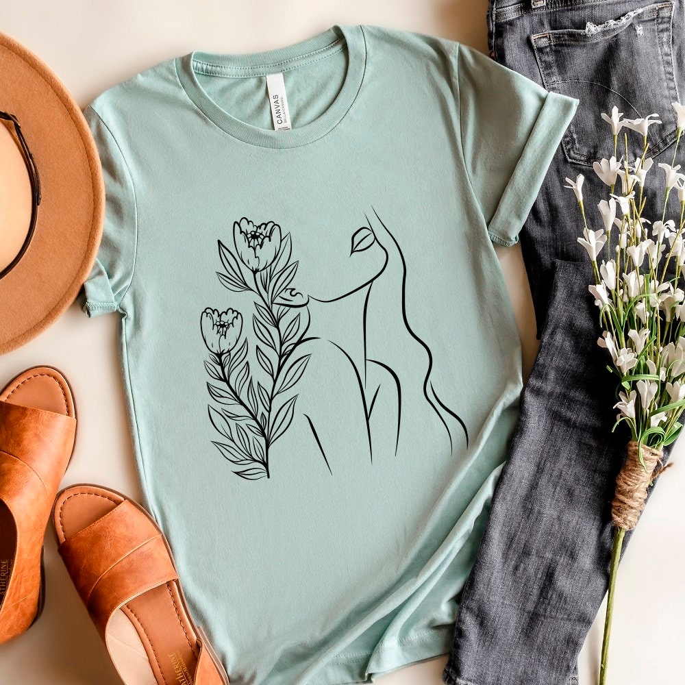 Floral Woman Svg Design Floral Body Svg Woman Line Drawing - Etsy