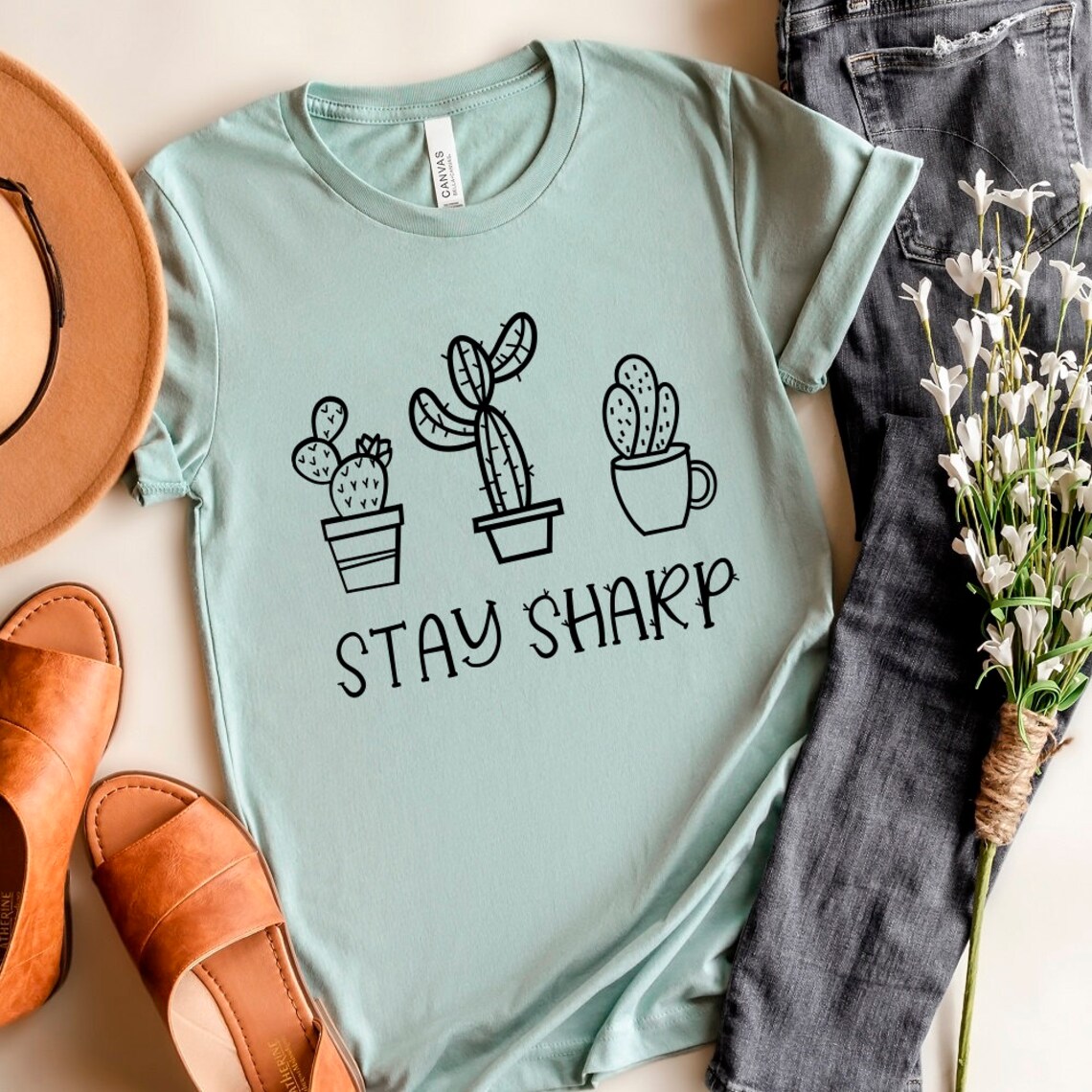 Stay Sharp Cactus Svg Positive Quotes Svg Cactus Puns Svg | Etsy