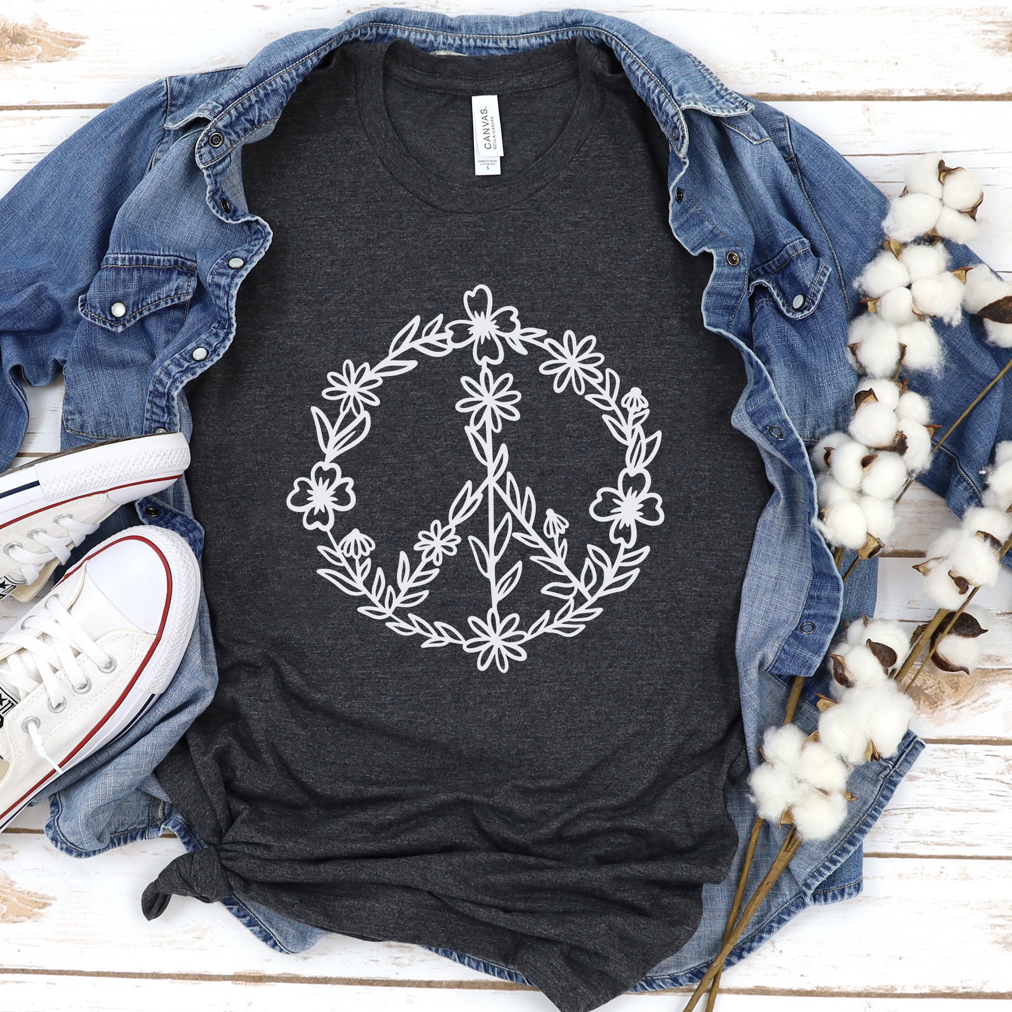 Floral Peace Sign Svg Peace Svg File Wildflower Svg Design - Etsy