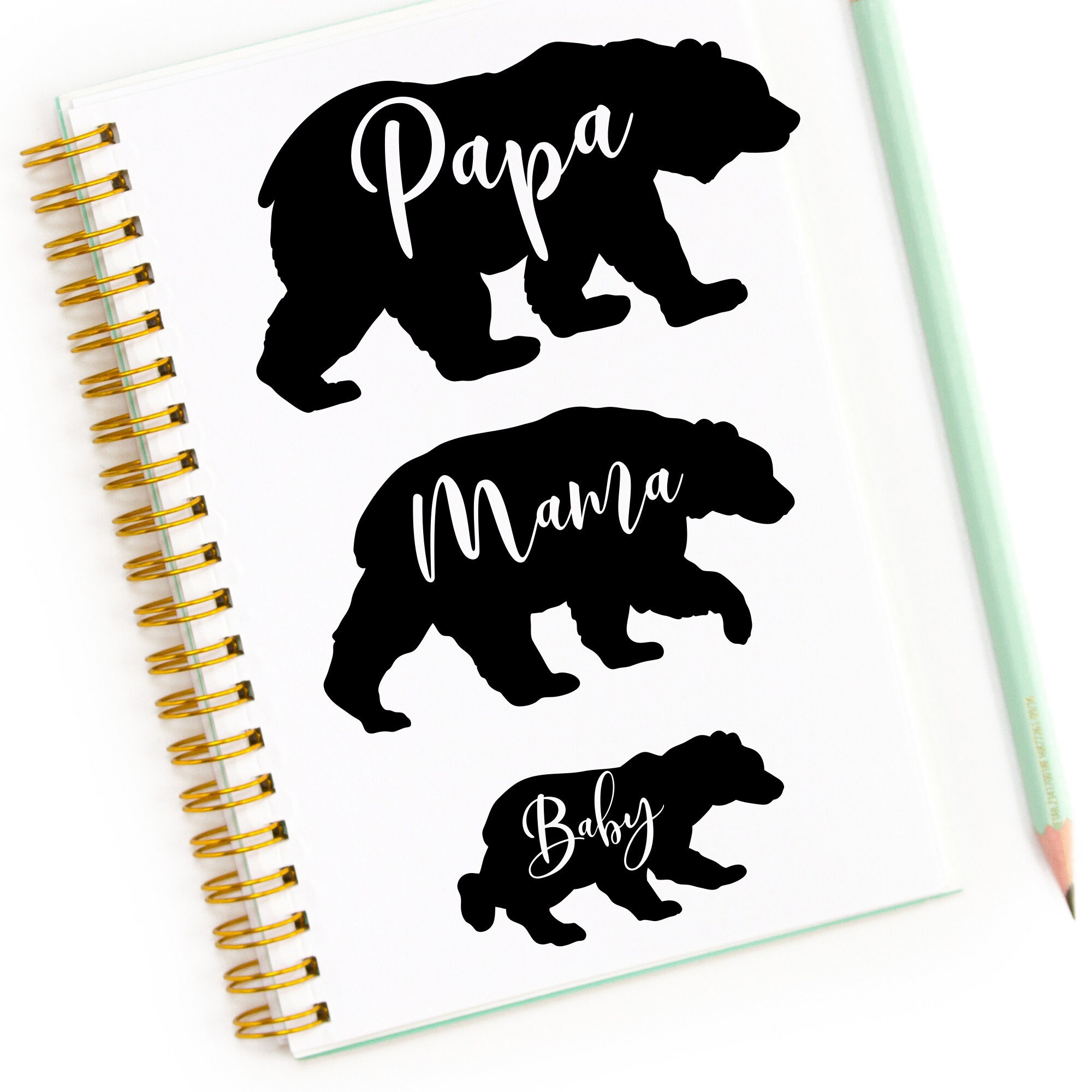 Bear Family Bundle Svg Papa Mama Baby Bear Svg Files for | Etsy