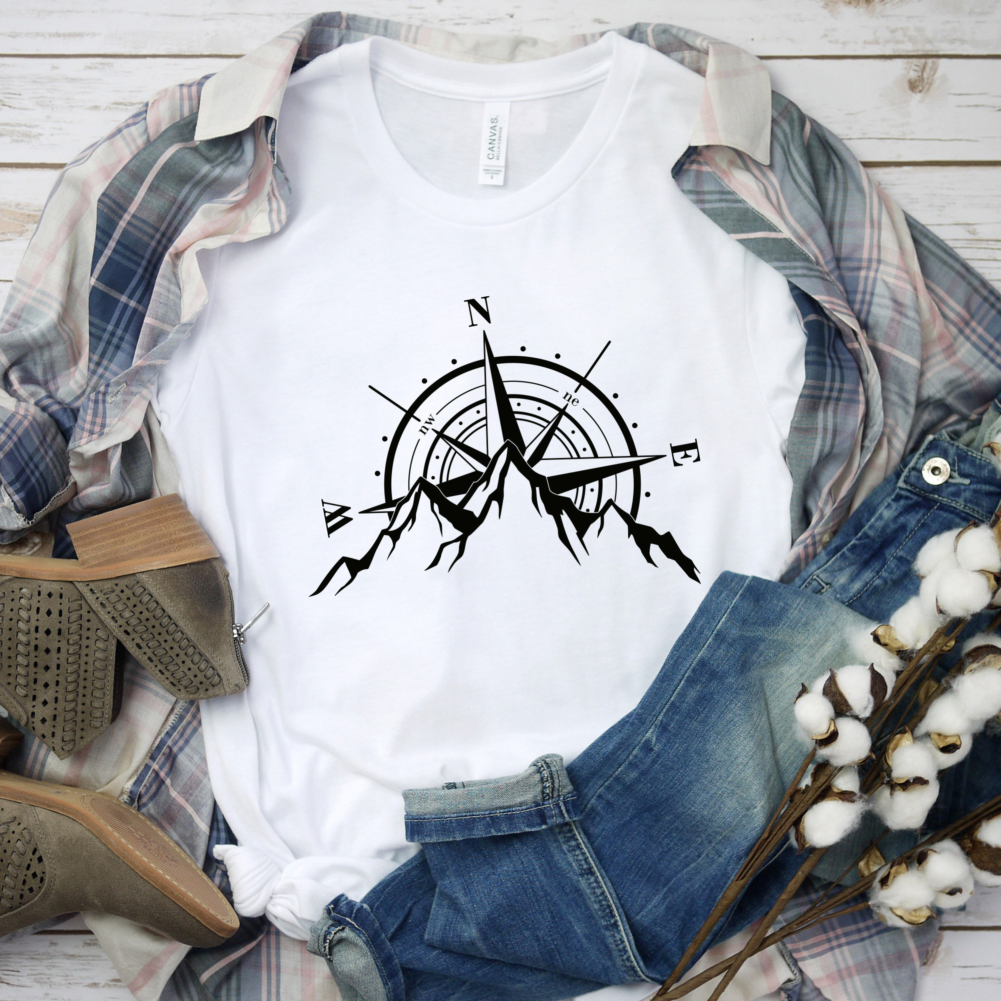 Compass Rose With Mountains Range Adventure Svg Files for - Etsy