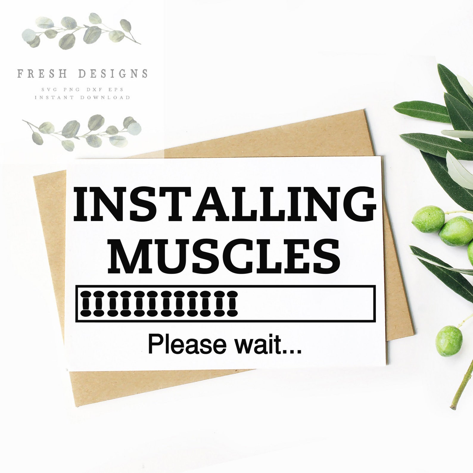 Installing Muscles Please Wait SVG Cut File: Gym Fitness Design ...