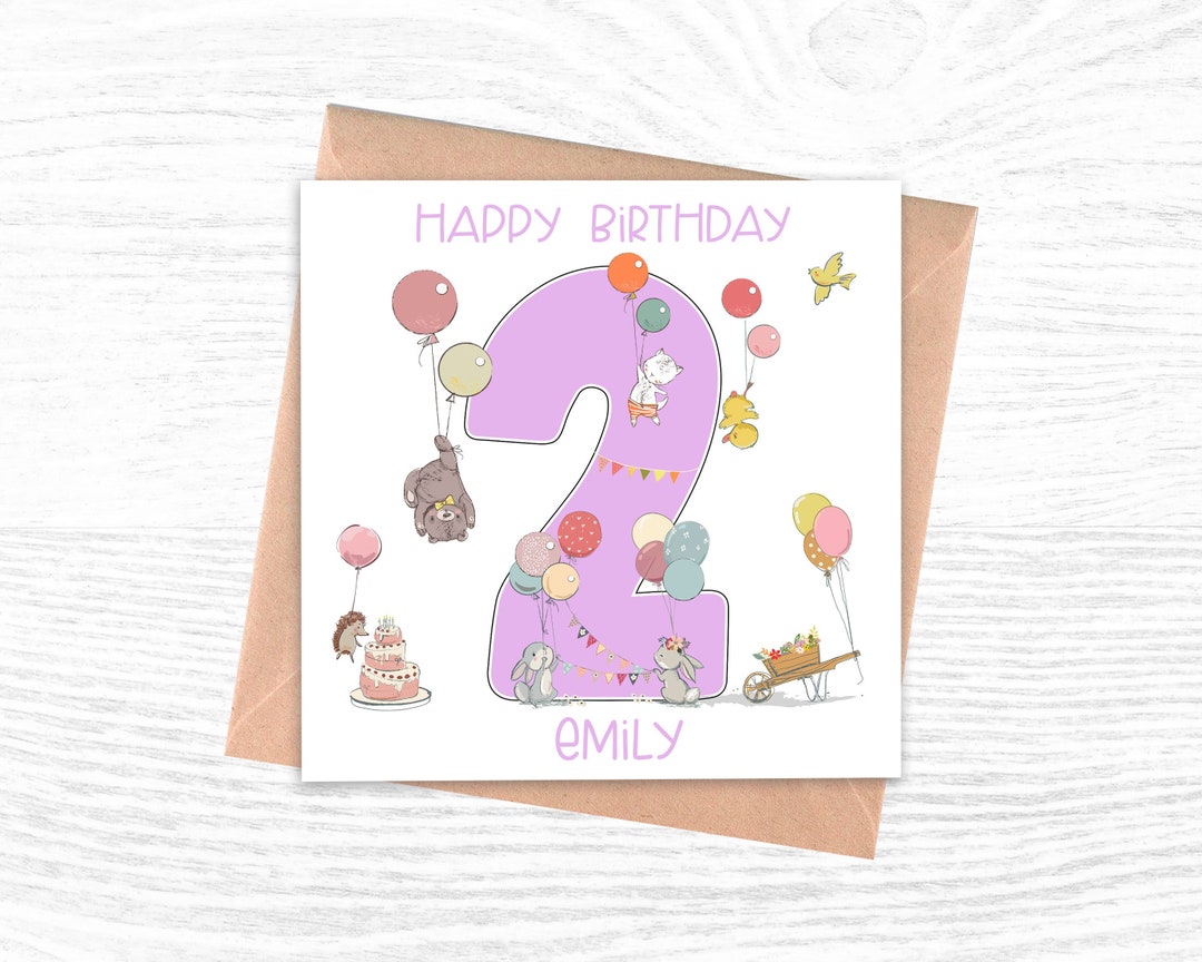 Personalised 2nd Birthday Card for Girl | 2nd Birthday Card - Etsy