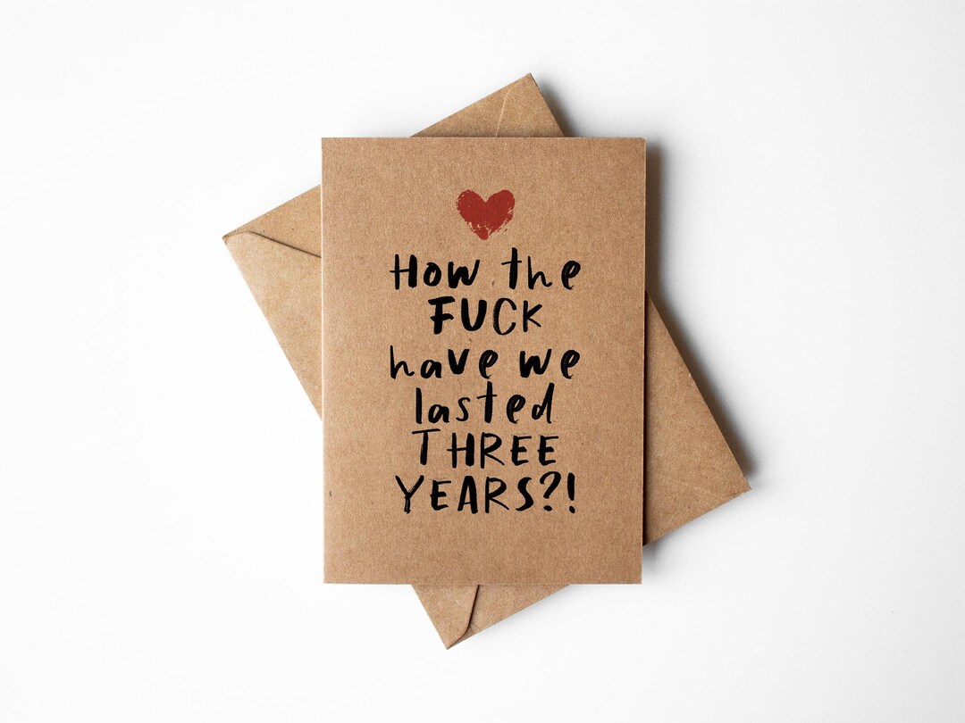 Funny 3rd Anniversary Card: Kraft Cardstock With Envelope - Etsy