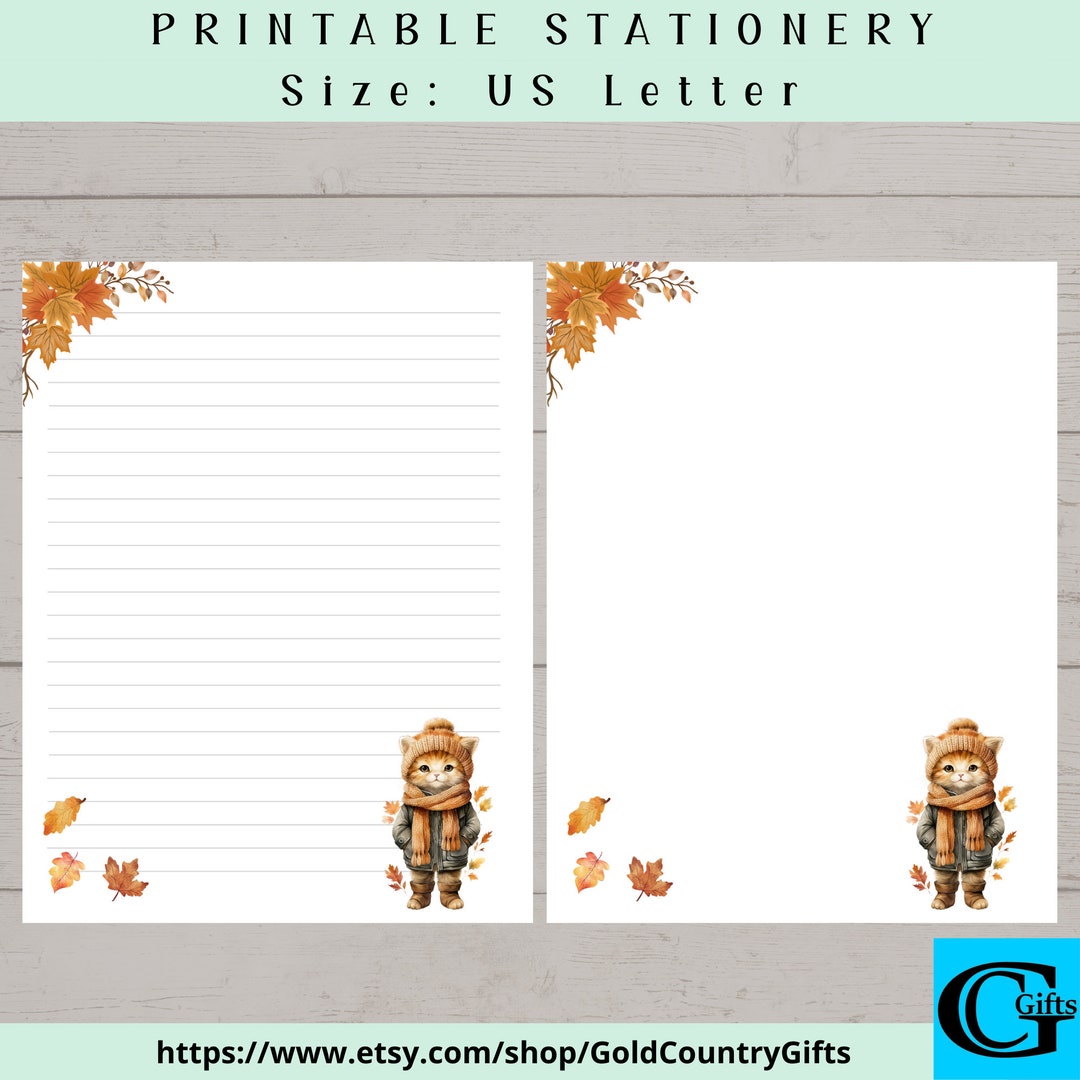 Printable Autumn Stationery Lined Paper, Printable Writing Paper With ...