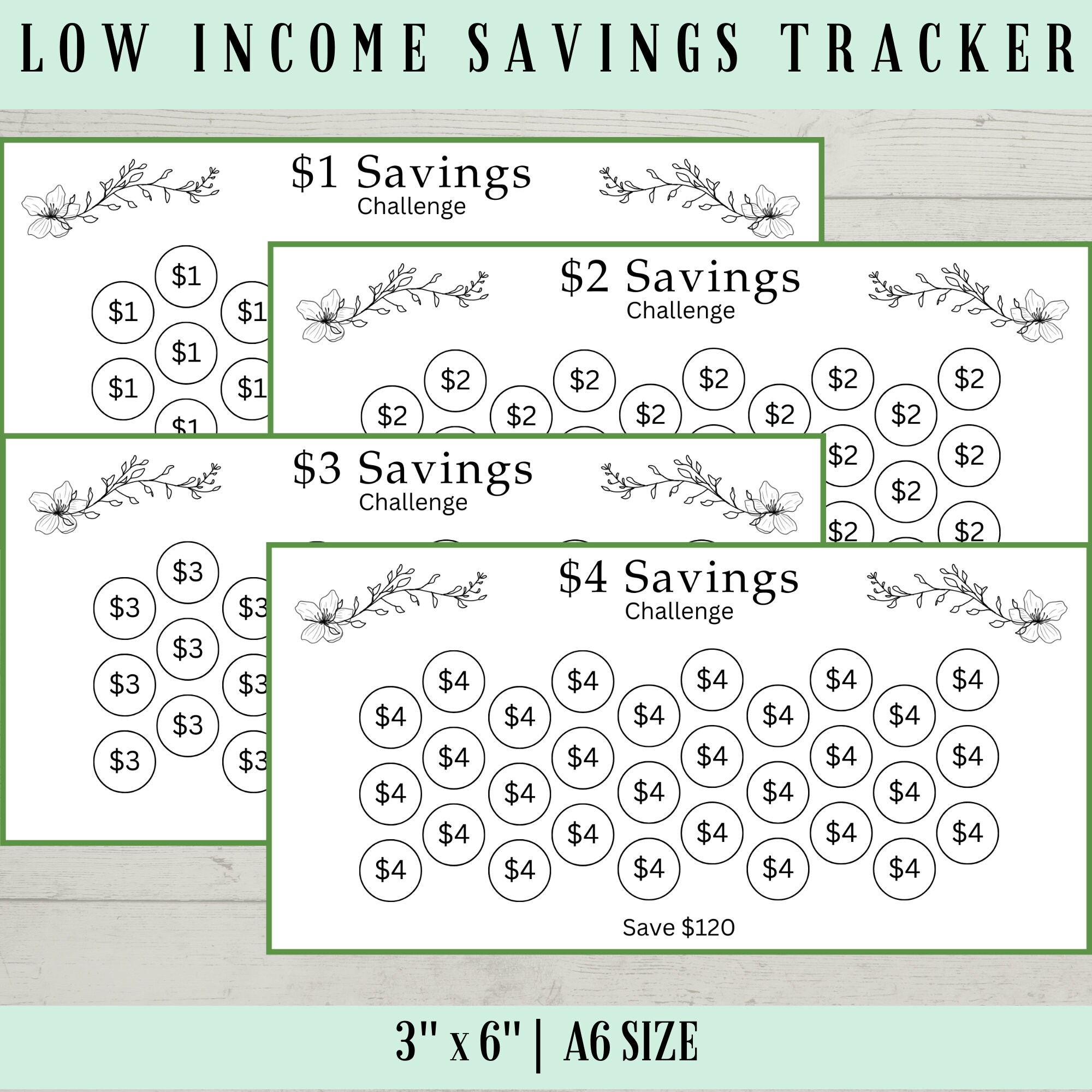 Printable Low Income Savings Challenge, Savings Tracker, Cash Envelopes ...