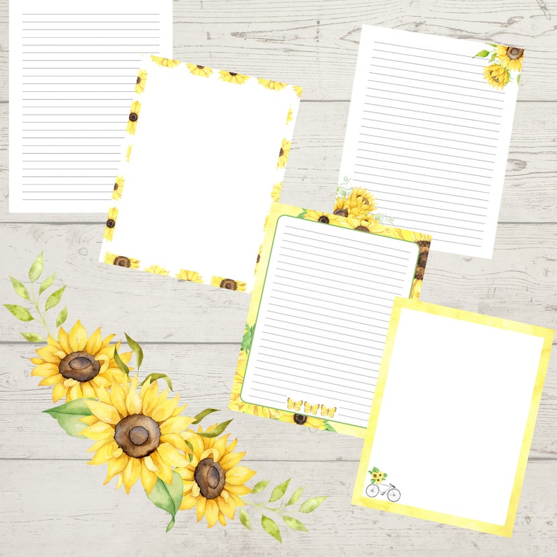 Sunflower Stationery, Printable Sunflower Stationery, Sunflower ...
