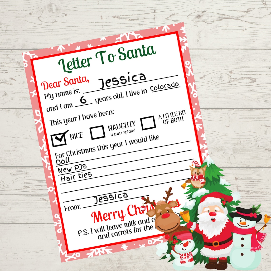 Printable Letter to Santa Kids Letter to Santa Santa Letter - Etsy