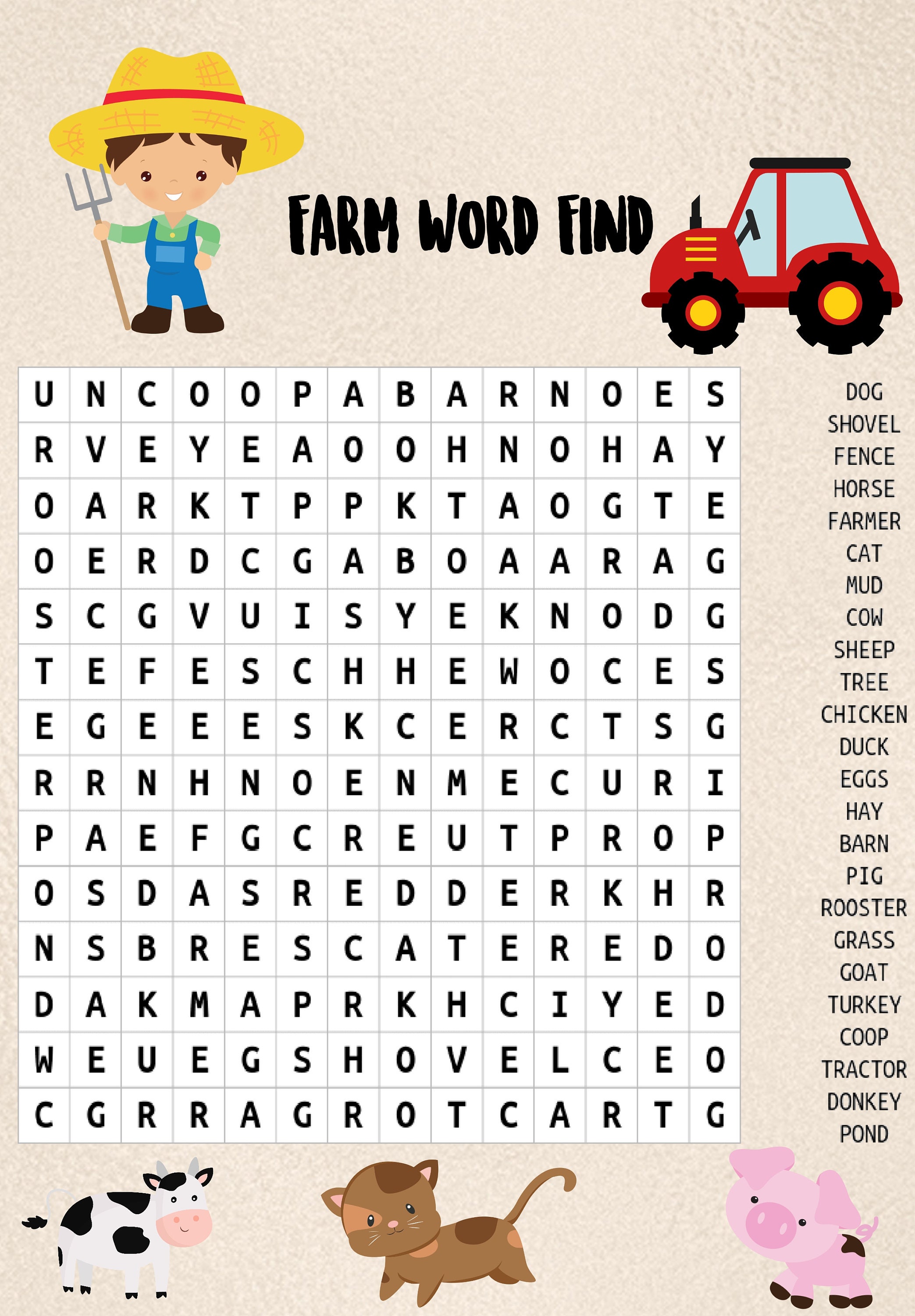 Printable Farm Activity Sheets - Word Search - Maze - I Spy - Birthday ...