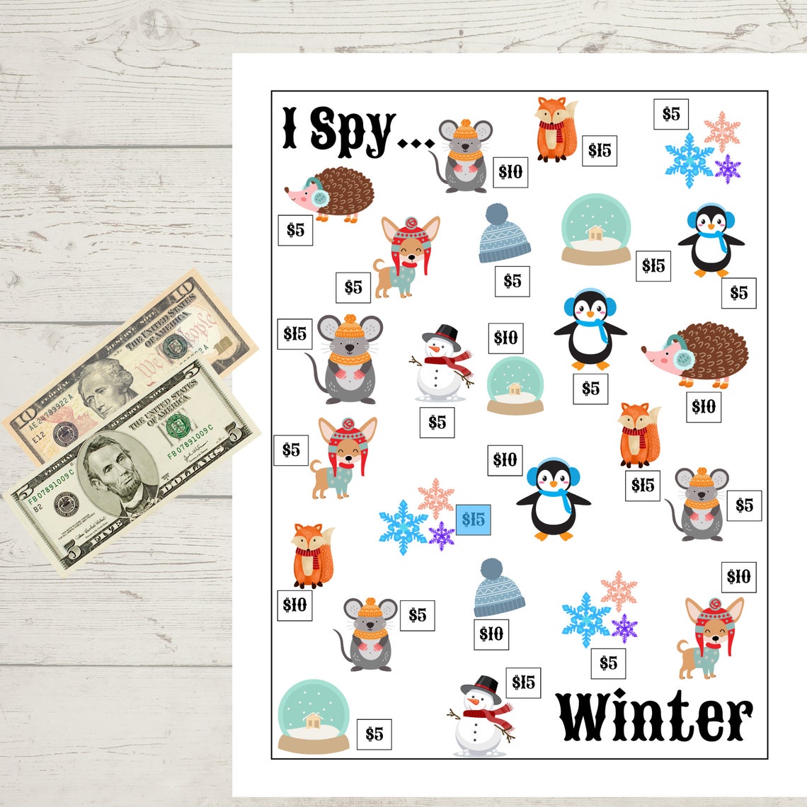 I Spy Winter Savings Challenge and Cash Envelope, Printable Savings ...